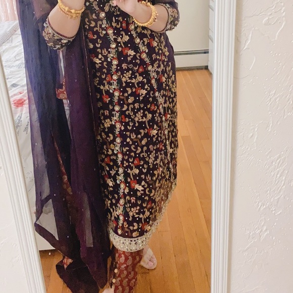 Kurtas | Purple Full Heavy Work Dress 3 Piece | Poshmark